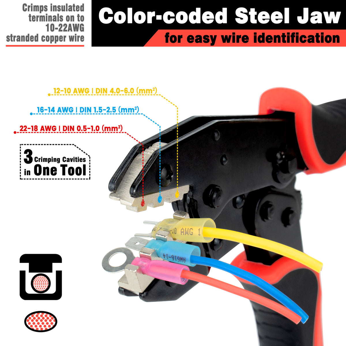 Wire crimping tool for heat shrink connectors – sanuketools